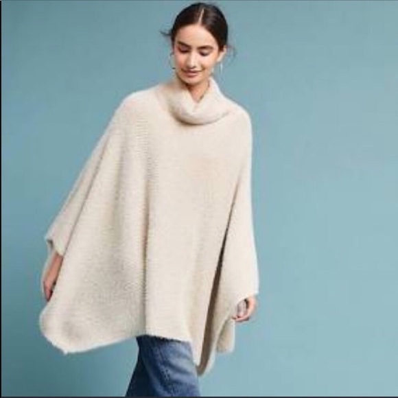 Anthropologie | Sweaters | Sleeping On Snow Gold Metallic Cozy Poncho ...